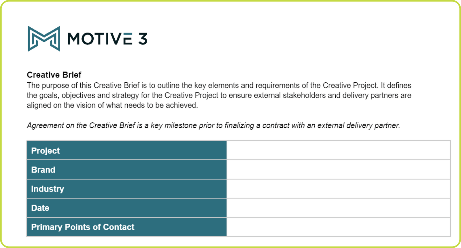 How to Write an Effective Creative Brief (+Template!) | Motive3 | Motive 3